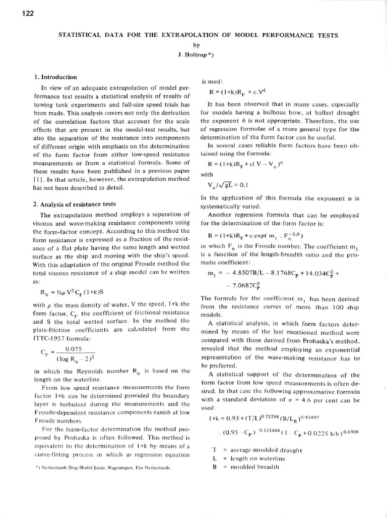 Statistical Data For The Extrapolation of Model Performance Tests ...