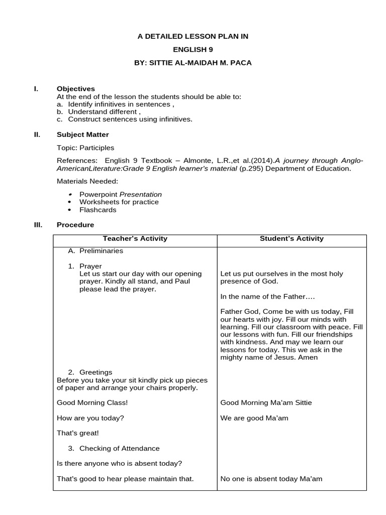 Infinitives Lesson Plan | PDF | Verb | Adverb