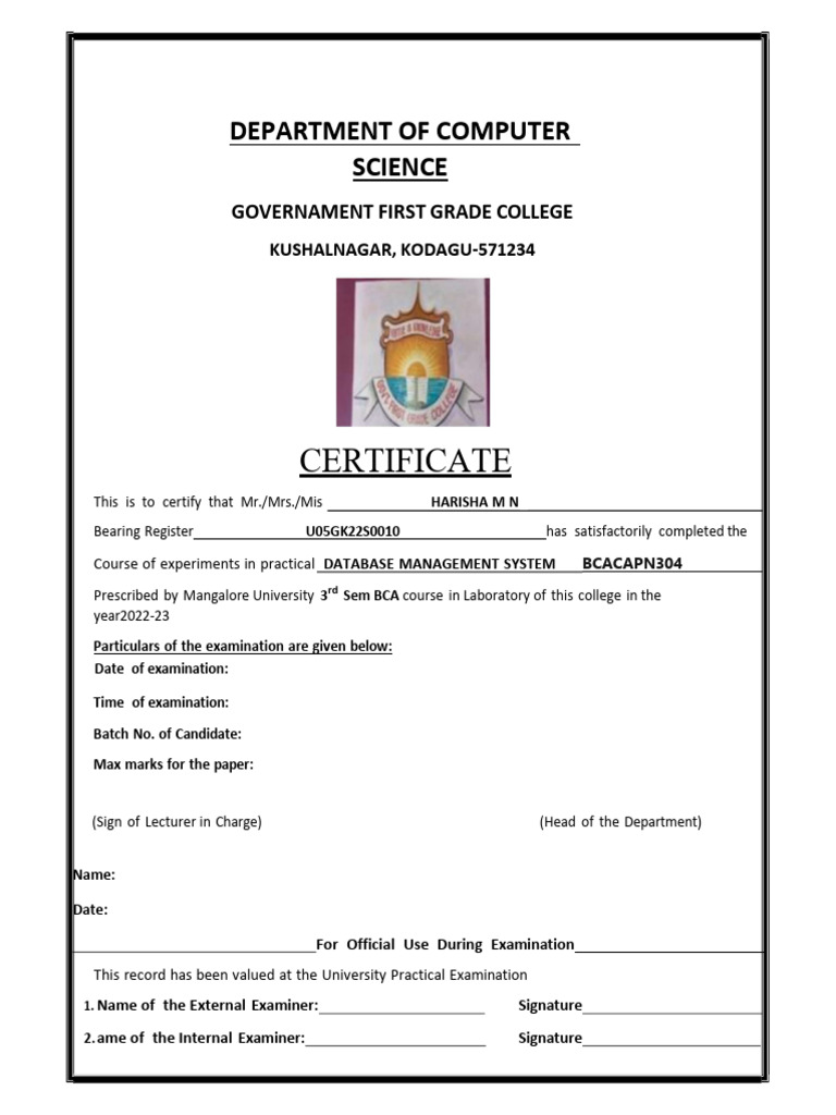 DBMS RECORD 2023-24-1 | PDF | Table (Database) | Sql