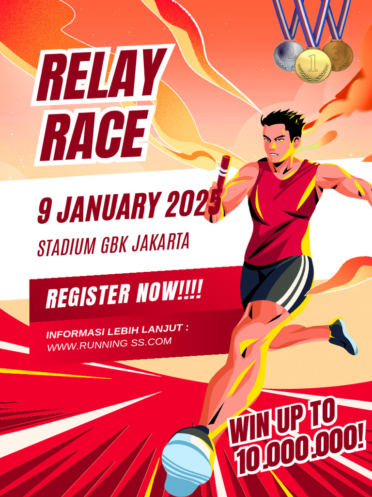 Poster Lomba Lari Ilustratif Modern Merah Putih Oranye | PDF