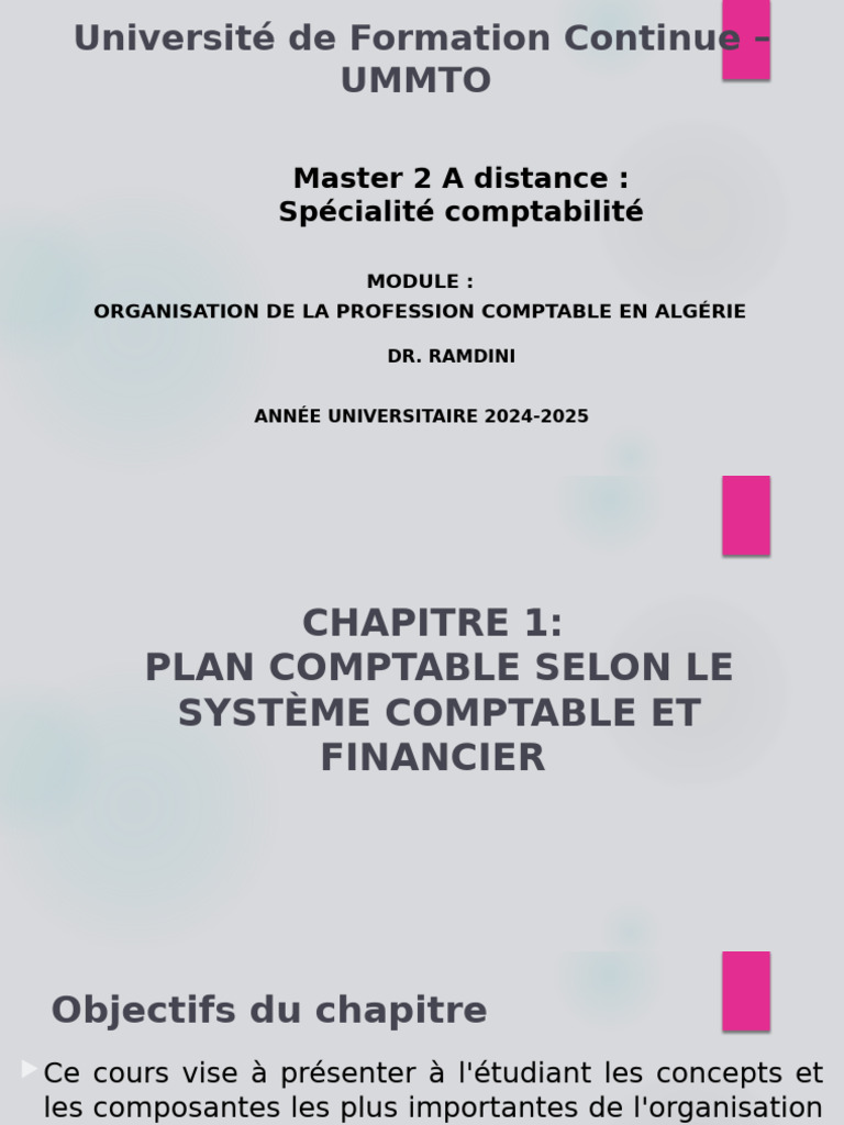 Organisation Comptable en Algérie 2024 | PDF | Comptabilité analytique ...