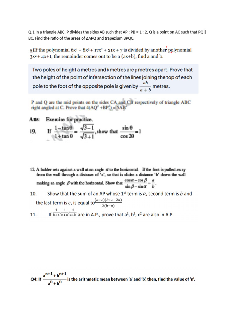 Maths Top Hots Questions | PDF