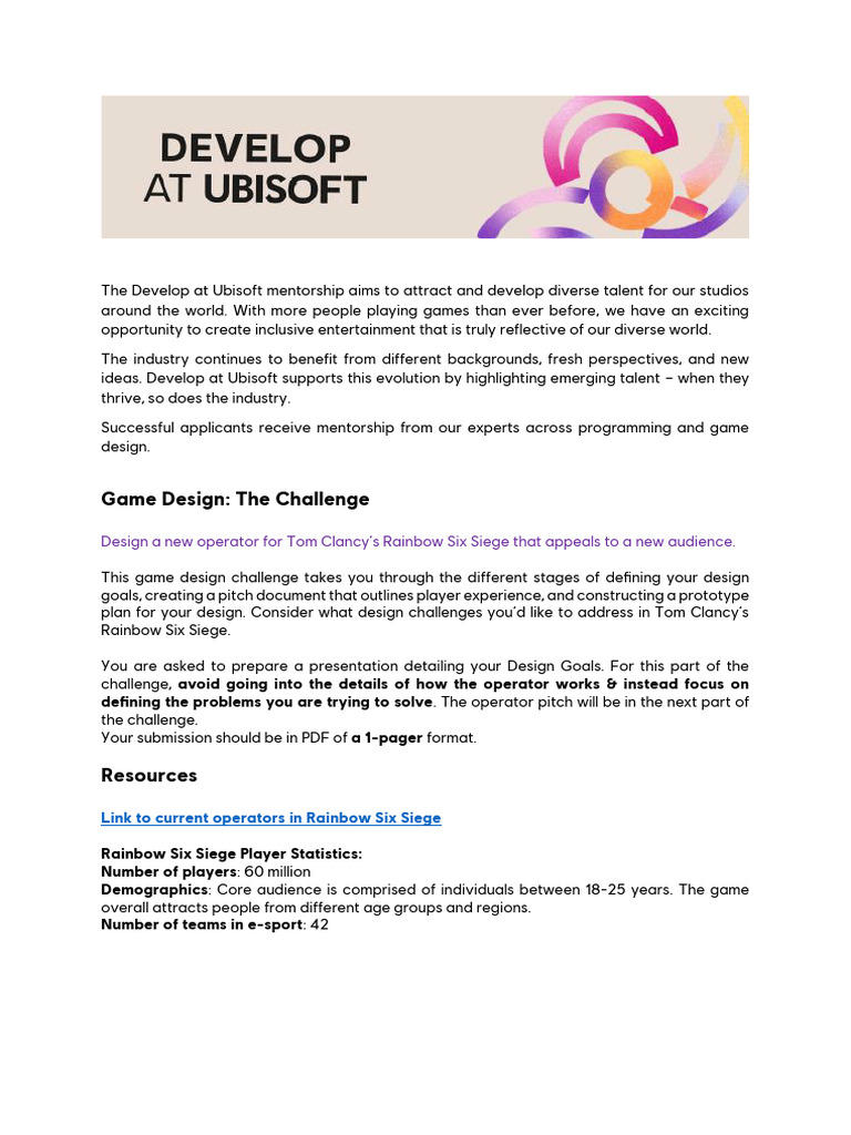 Game Design Brief RB6 Operator | PDF