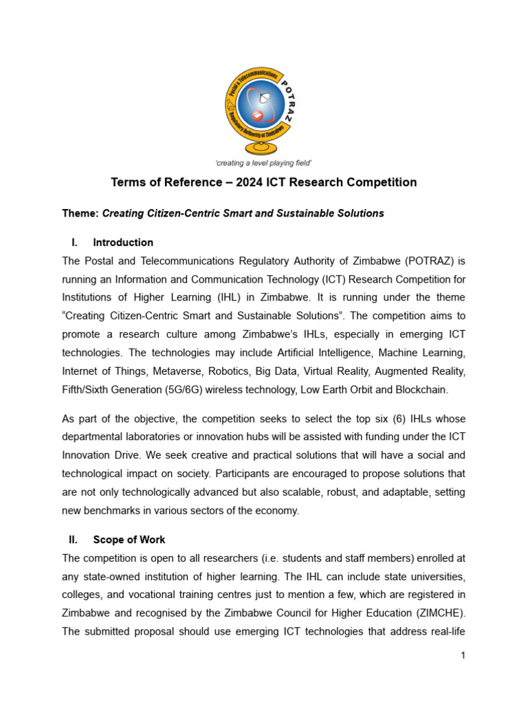 V3 - Terms of Reference - POTRAZ ICT Research Competition For ...