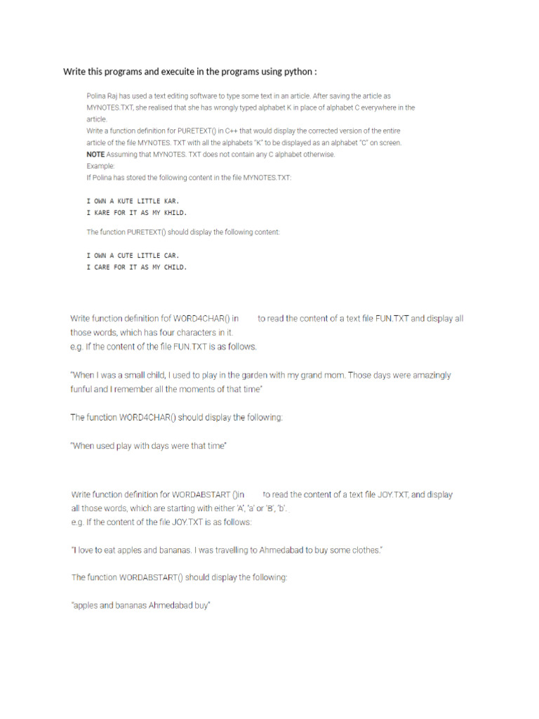 Assignment On Text File Using Python | PDF
