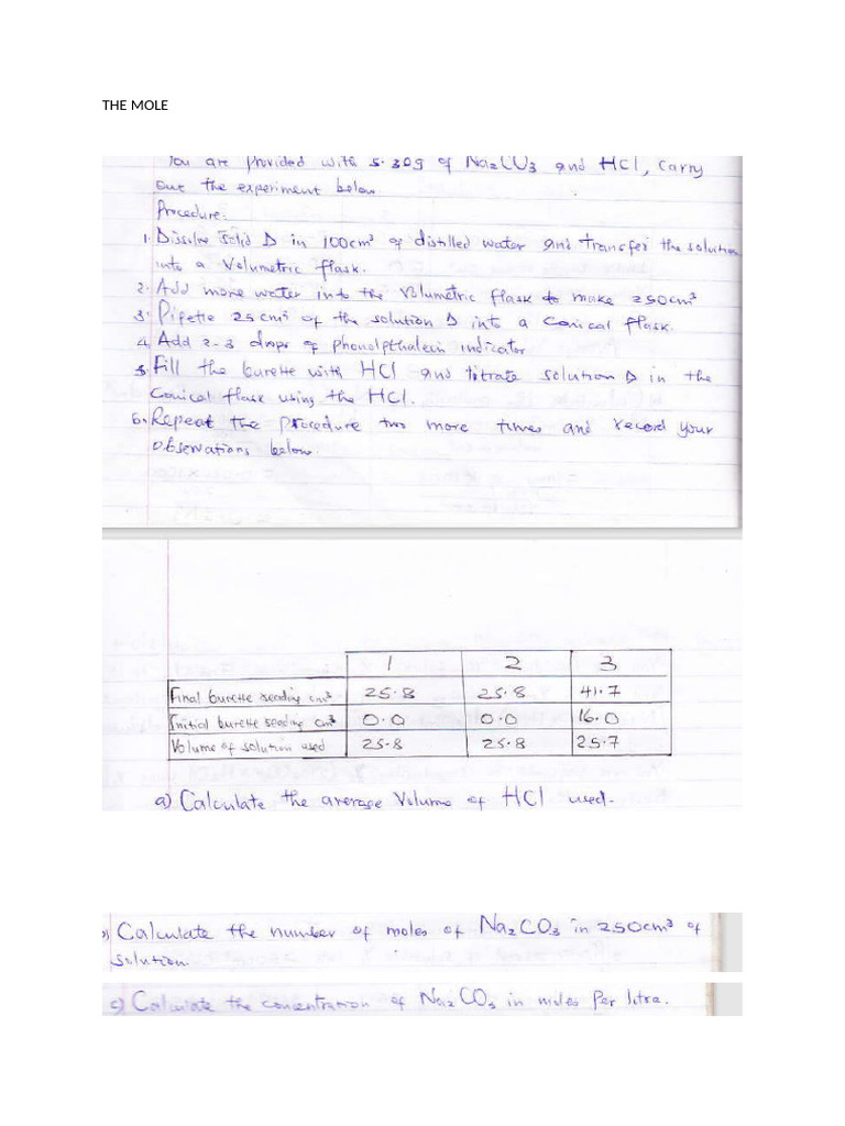 Questions On The Mole | PDF