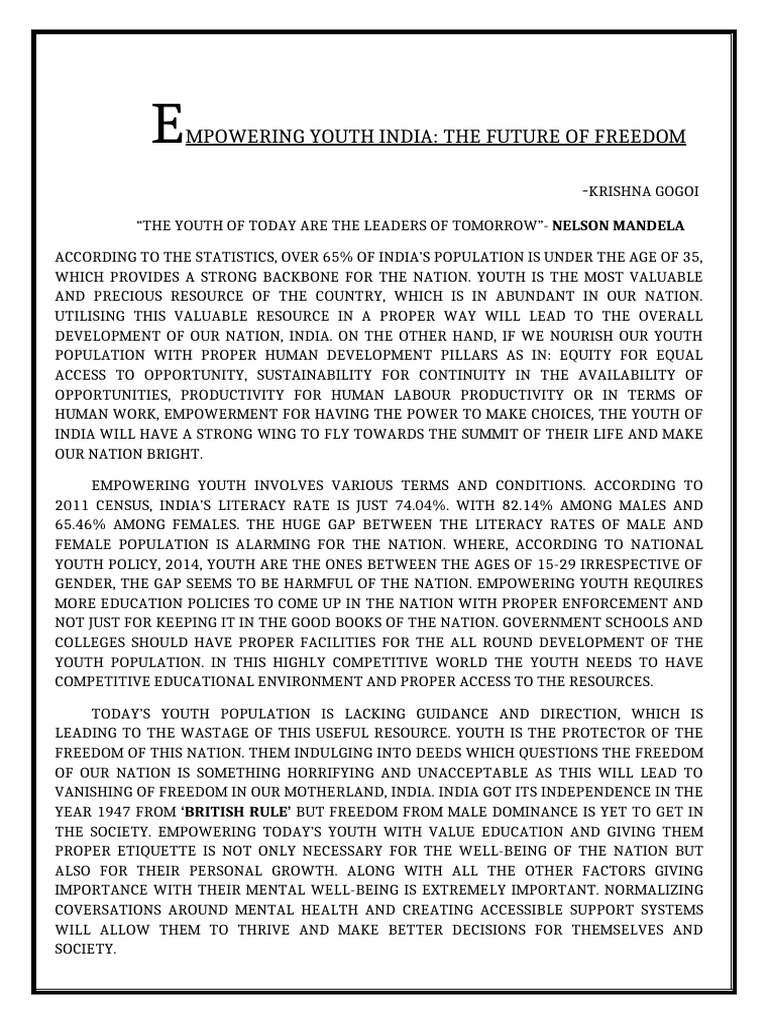 Empowering Youth India... Krish | PDF | Empowerment | Economies