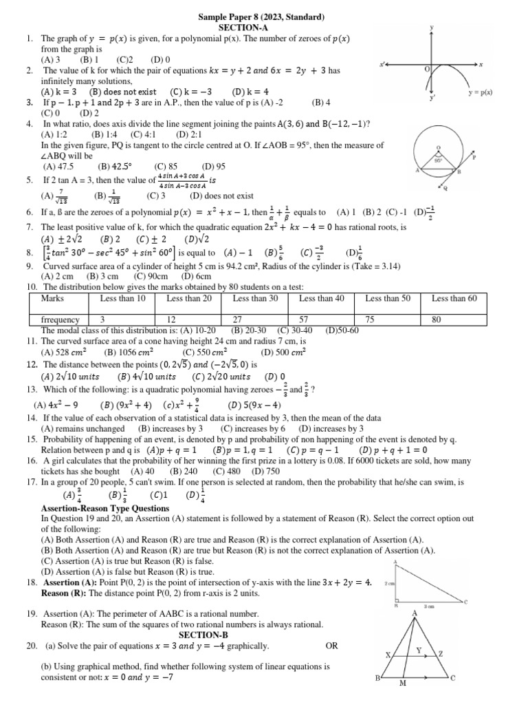 Sample Paper 8 | PDF | Circle | Area