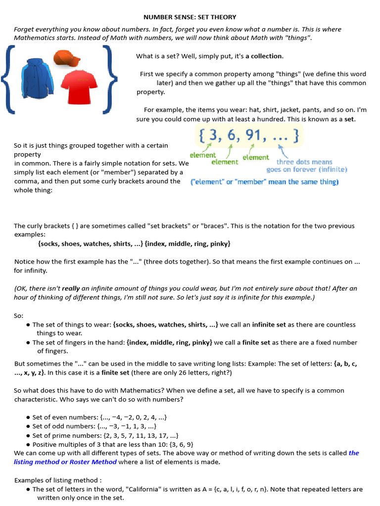 RM - Number Sense - Set Theory | PDF | Set (Mathematics) | Bracket