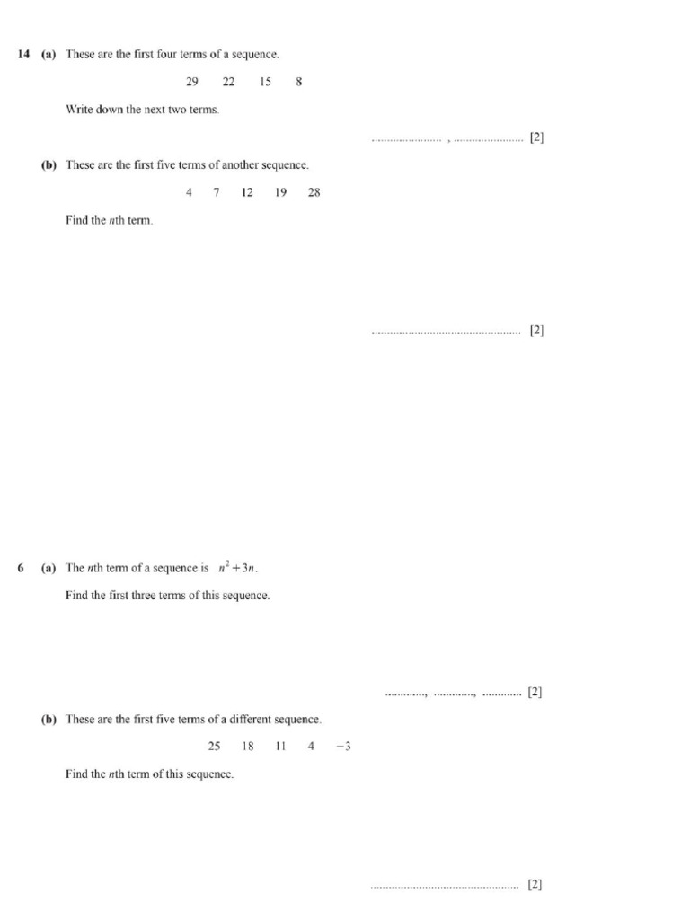 Sequences iGCSE | PDF