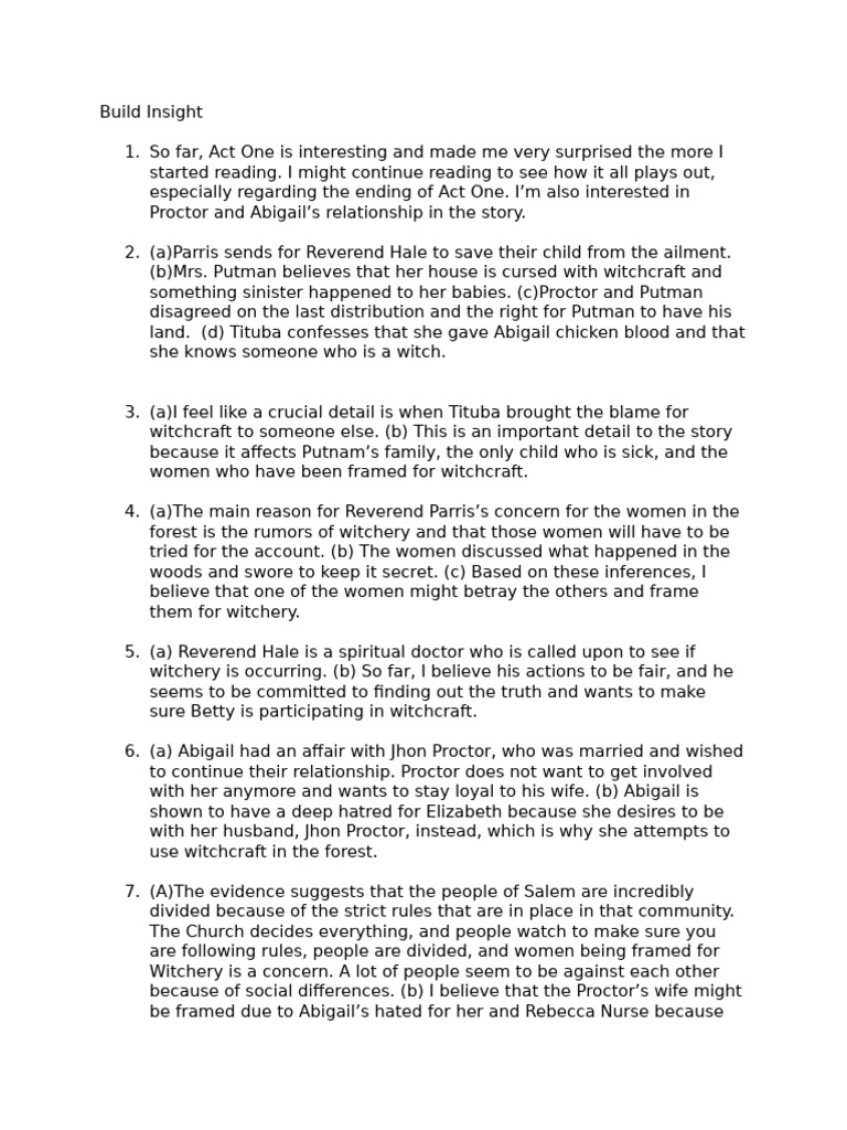 Build Insight- The Crucible | PDF | Witchcraft