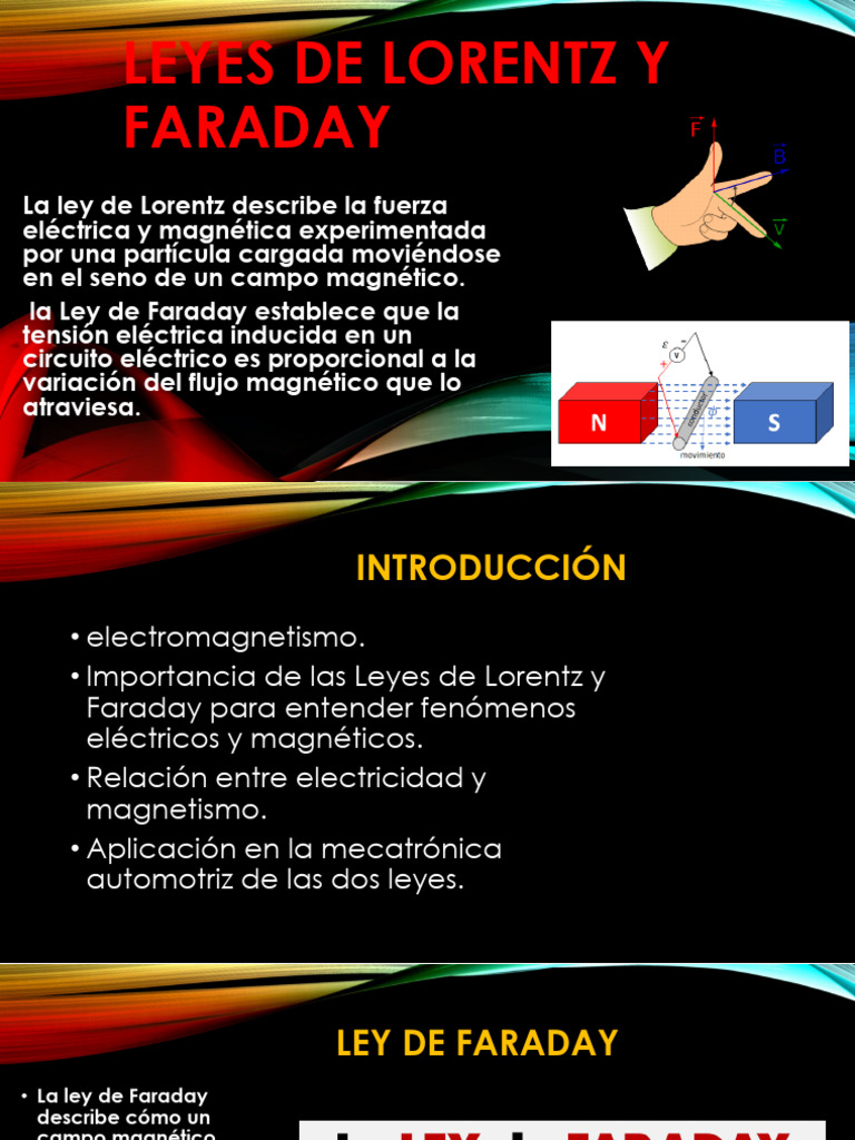 Leyes de Lorentz y Faraday | PDF | Generador eléctrico | Electromagnetismo