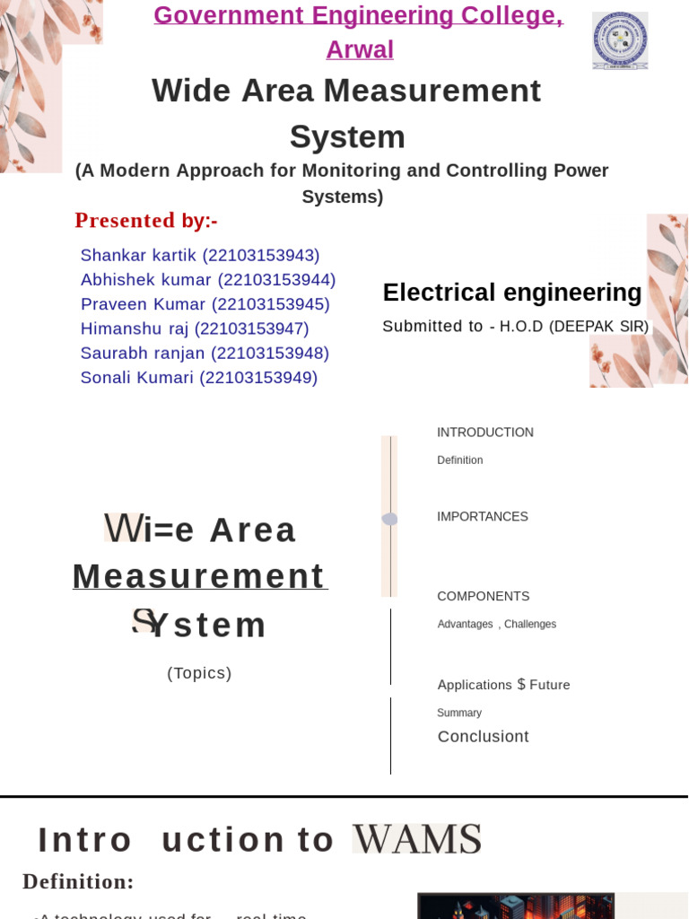 Presentation On WAMS | PDF | Electrical Grid | Smart Grid