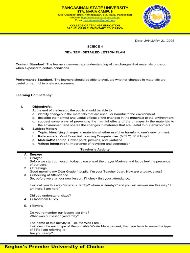 5Es-sample-LP-CLEMS | PDF | Air Pollution | Water