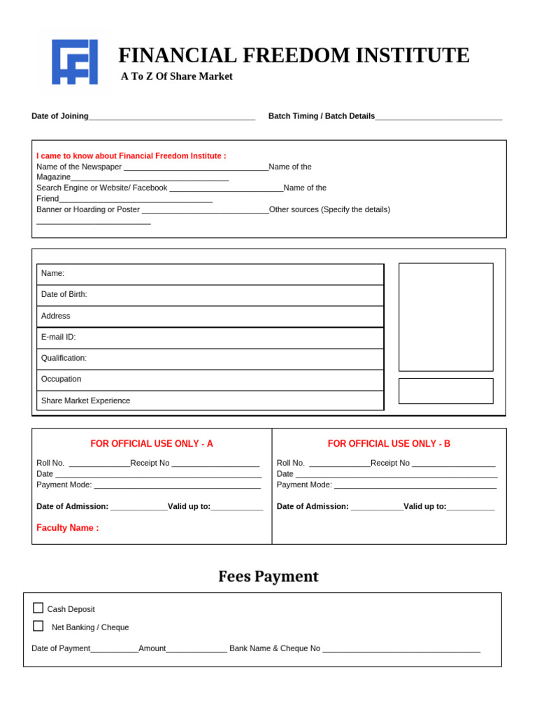 FFi India Ragistration Form | PDF