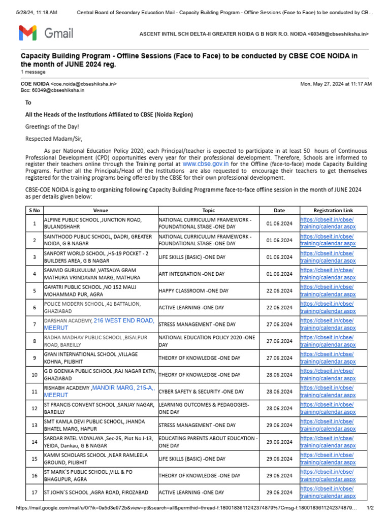 Capacity Building Program - Offline Sessions (Face To Face) To Be ...
