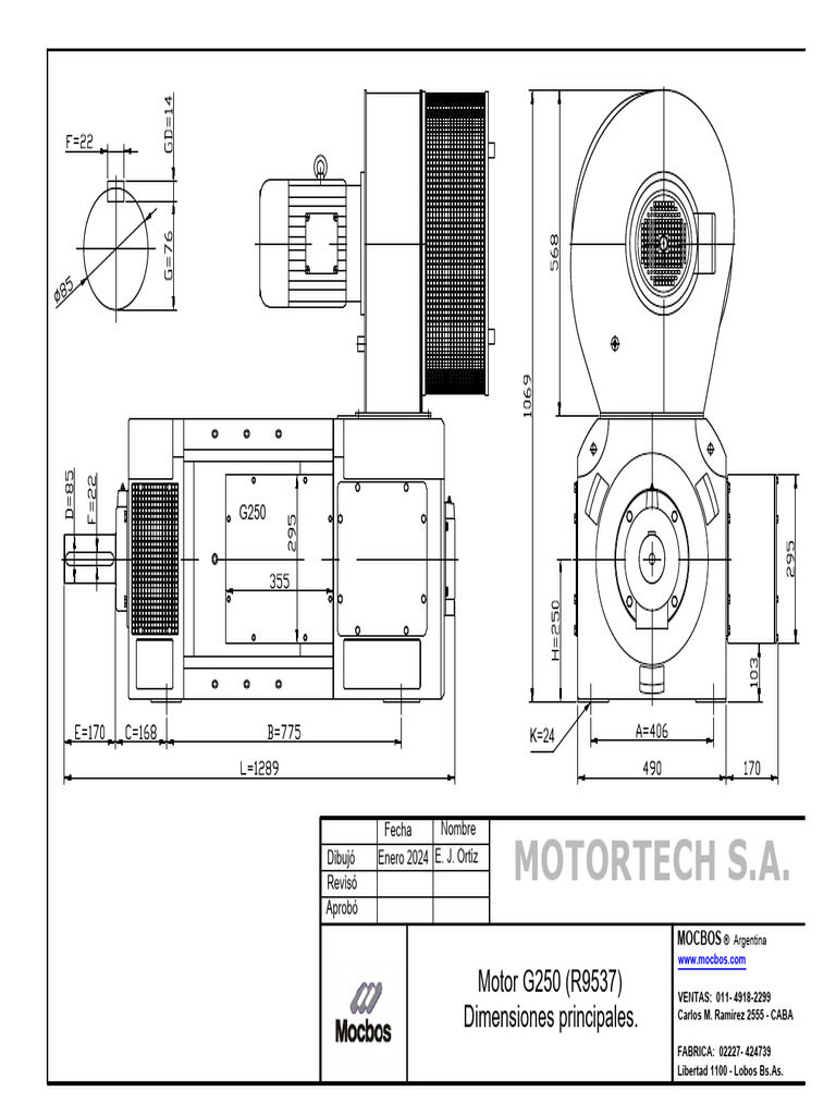 Dimensiones del Motor G250 | PDF