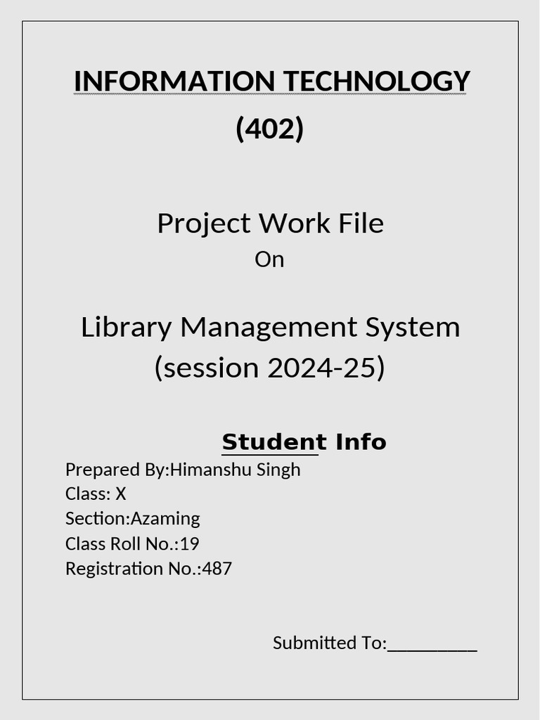 Library Management System Project 2024 | PDF | Libraries | Information ...