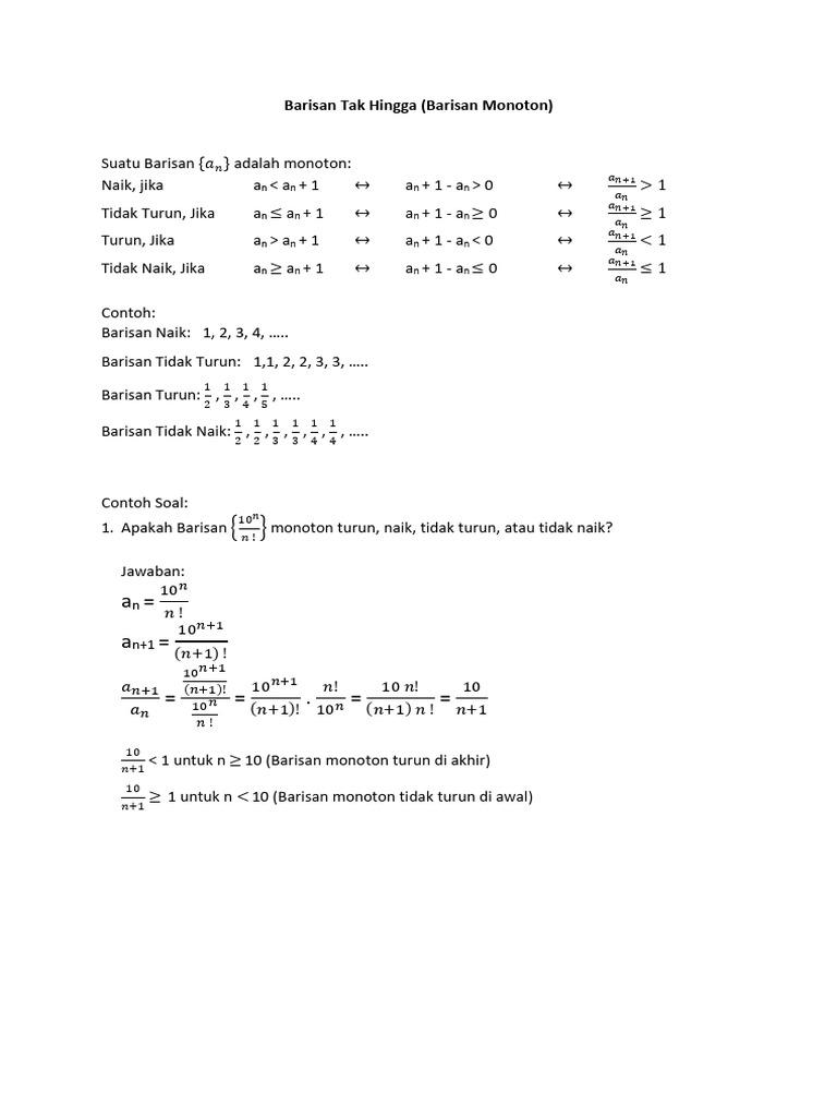 Karakteristik Barisan Monoton Matematis | PDF