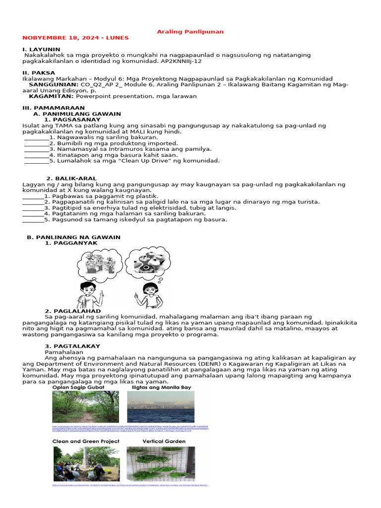 Q2 W6 Araling Panlipunan | PDF