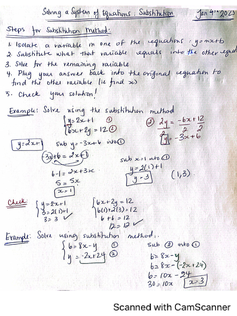 Jan 9th - Substitution Method | PDF