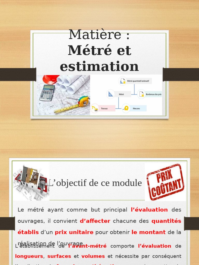 chapitre 01 notions générales sur le métré | PDF | Prix | Mètre