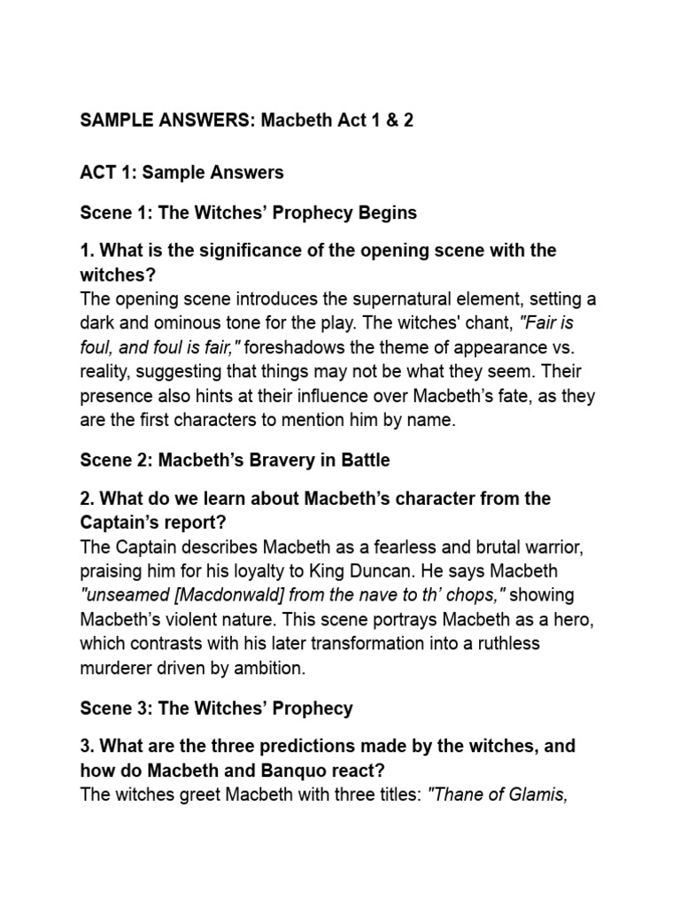 Macbeth Study Guide for Students | PDF | Macbeth | Shakespearean Tragedies