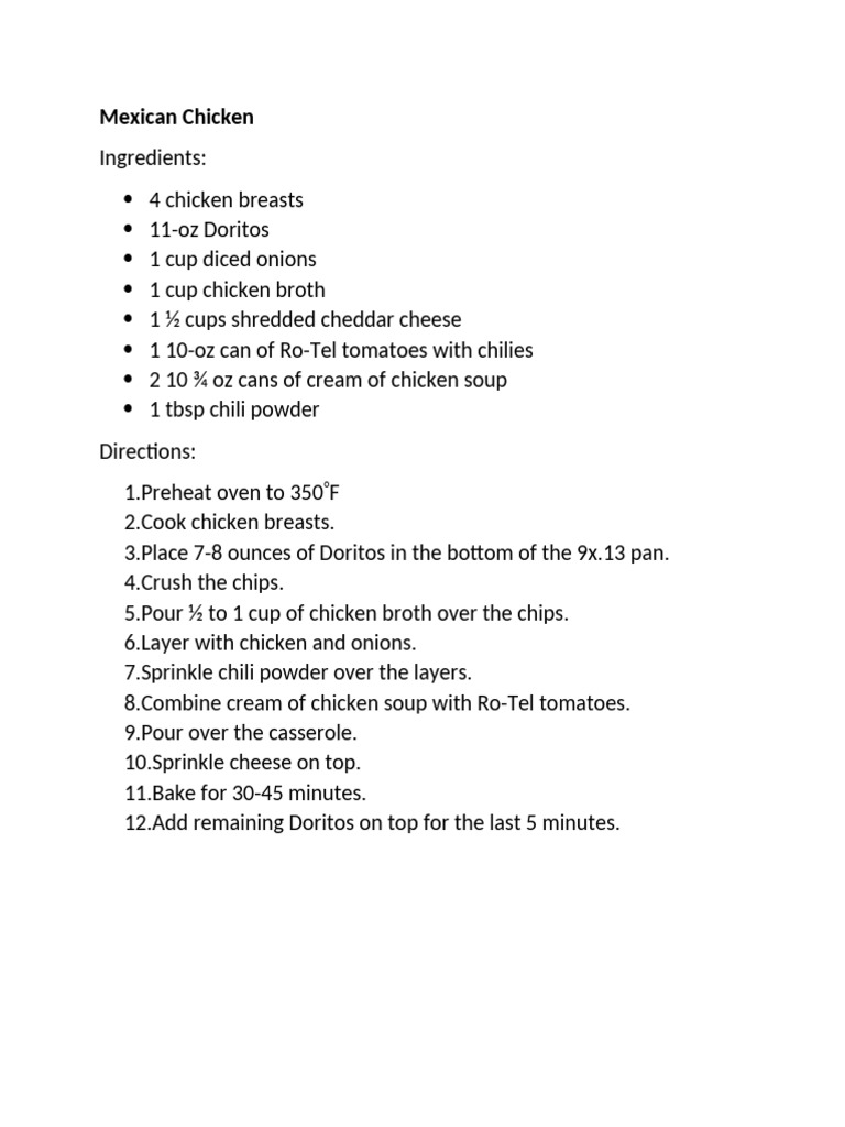 Mexican Chicken | PDF