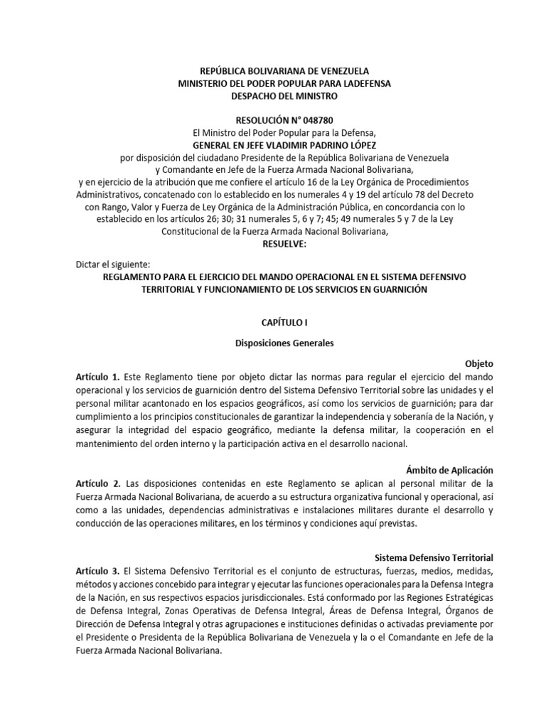 Reglamento de Mando Operacional | PDF | Política de defensa | Seguridad ...