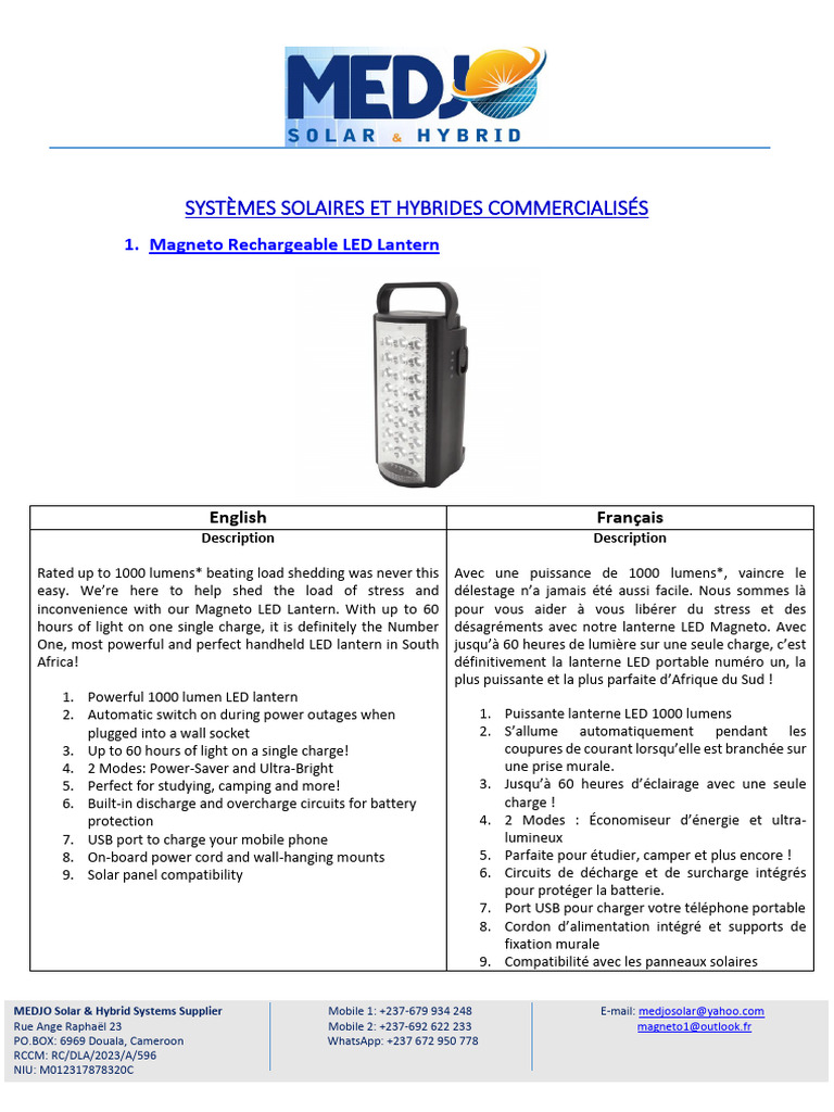 Manuel d'utilisation du système Magneto Solar | PDF | Diode ...