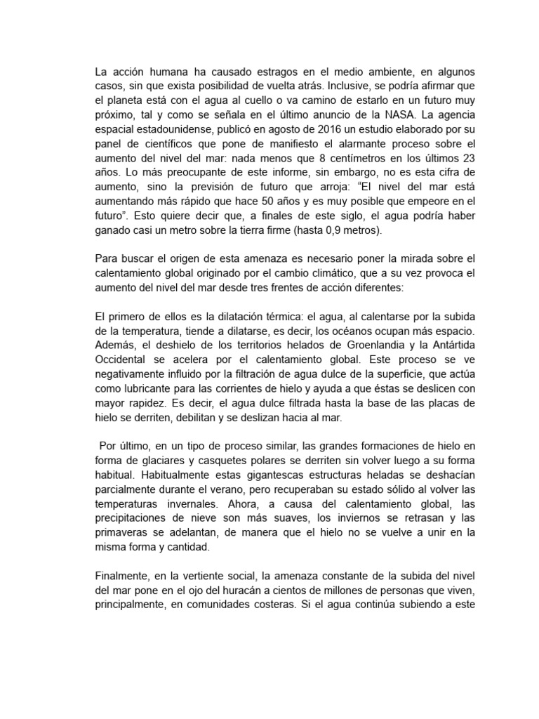Aumento del Nivel del Mar: Causas y Efectos | PDF | Mitigación del ...
