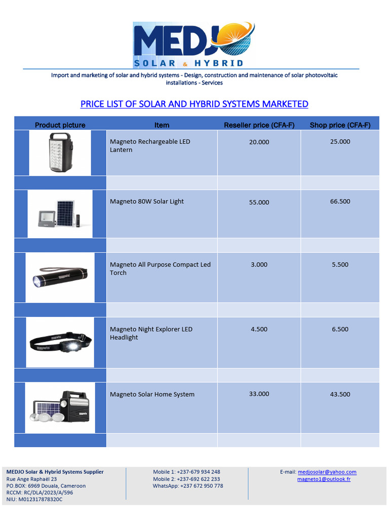 MSHSS - Price List of Magneto Systems - EN | PDF