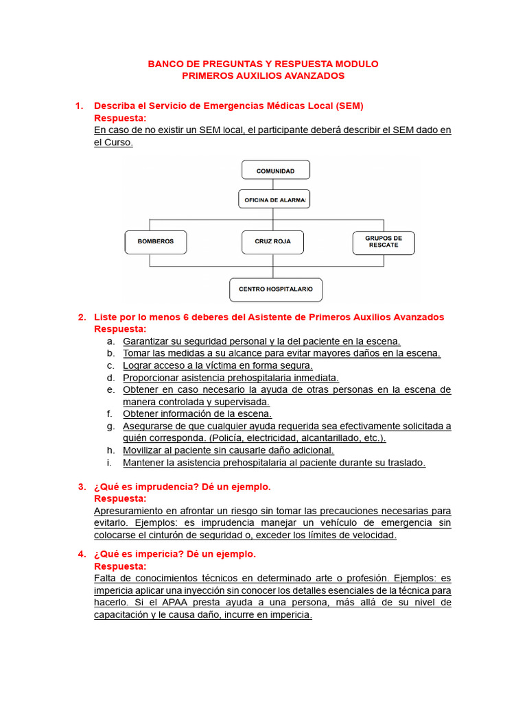 Banco de Preguntas y Respuesta Apaa | PDF | Reanimación cardiopulmonar | Tórax