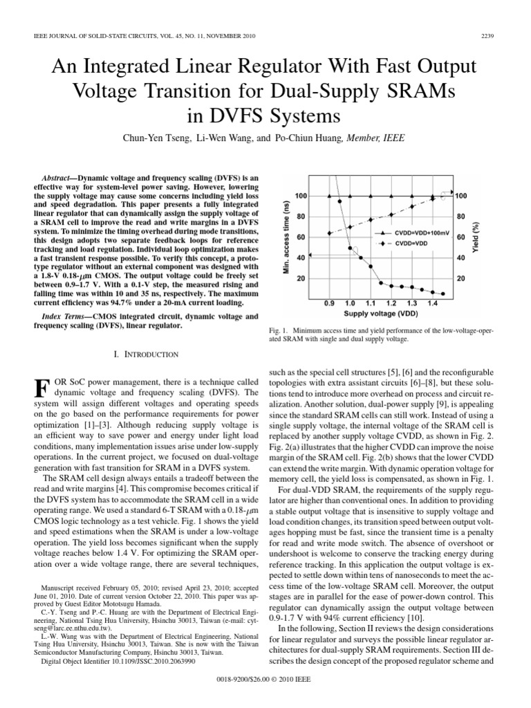 An Integrated Linear Regulator With Fast Output Voltage Transition For ...