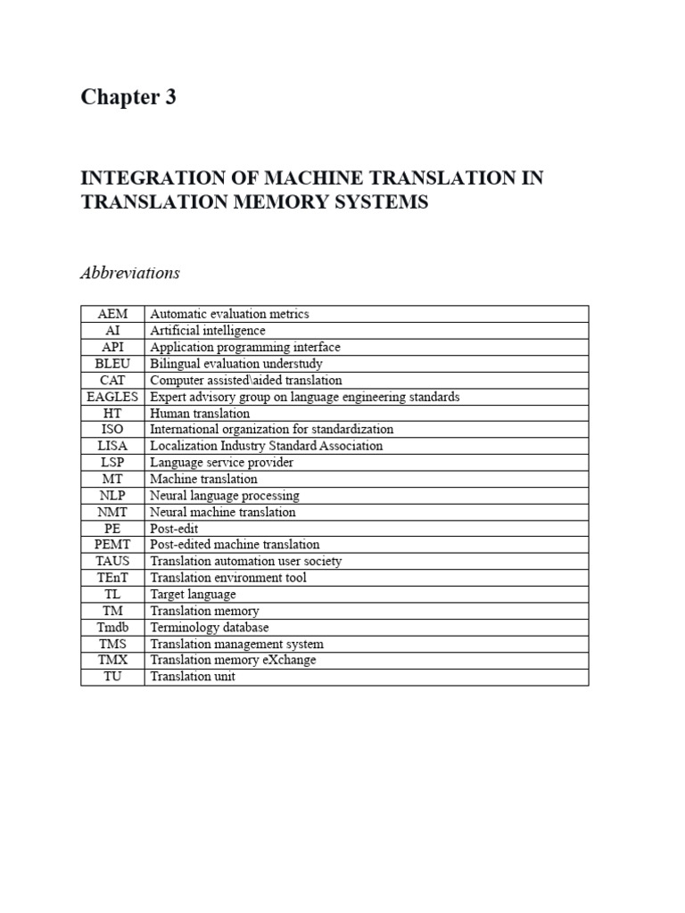 Integration of Machine Translation in Translation Memory Systems | PDF ...
