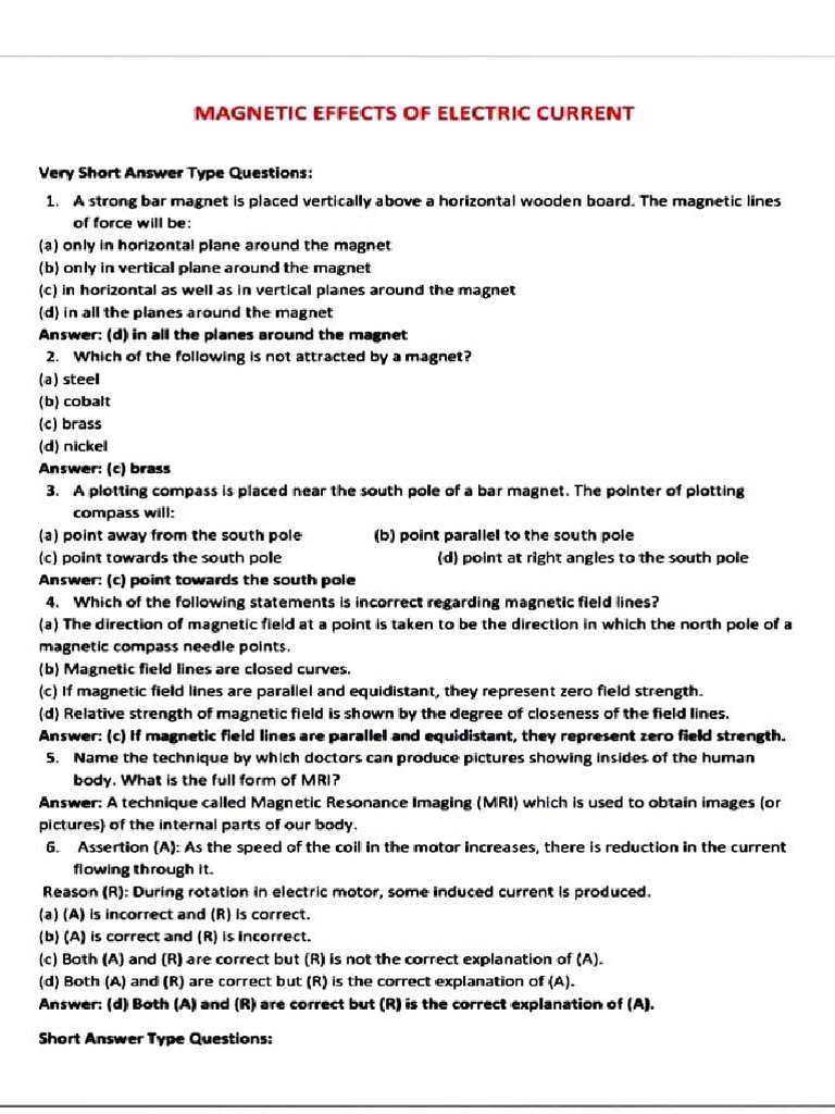 Magnetic Effects of Electric Current Explained | PDF | Magnetism ...