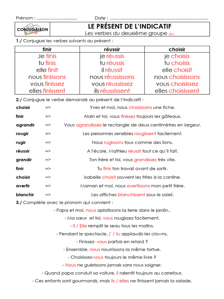 Conjugaison des verbes du 2e groupe | PDF | Linguistique