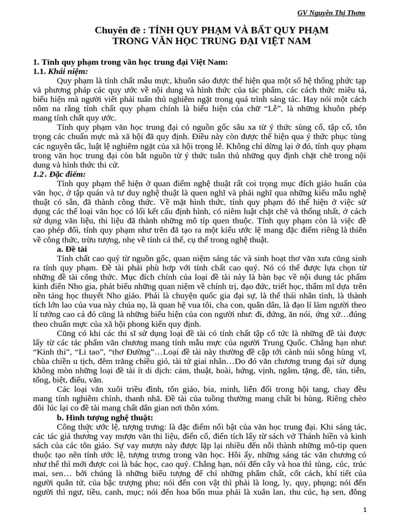 Tinh Quy Pham Va Bat Quy Pham Trong VHTĐ | PDF