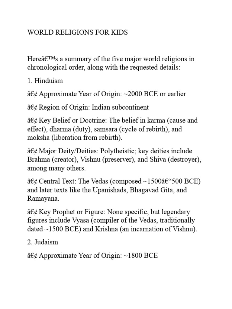 World Religions For Kids | PDF | Monotheism | Deities