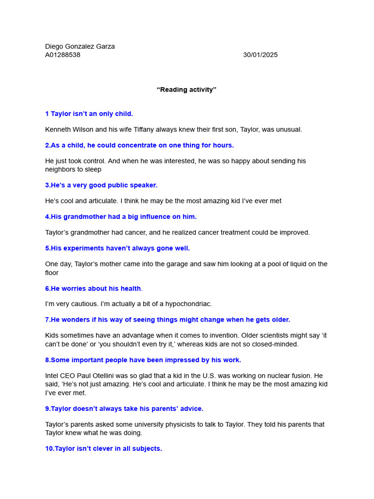 Reading Activity Pdf