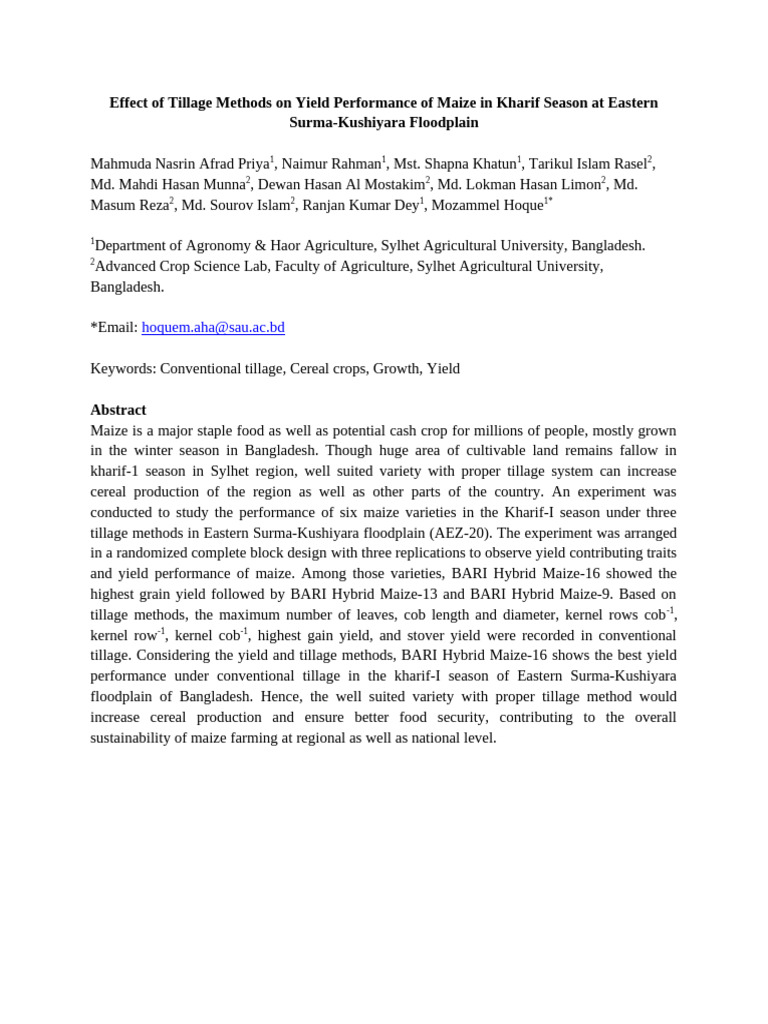 Maize Abstract BSA | PDF