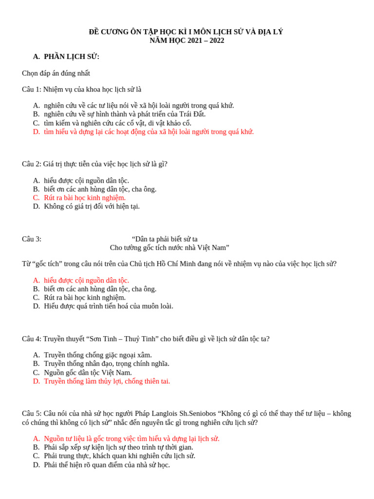 Đề cương ôn tập L6 | PDF