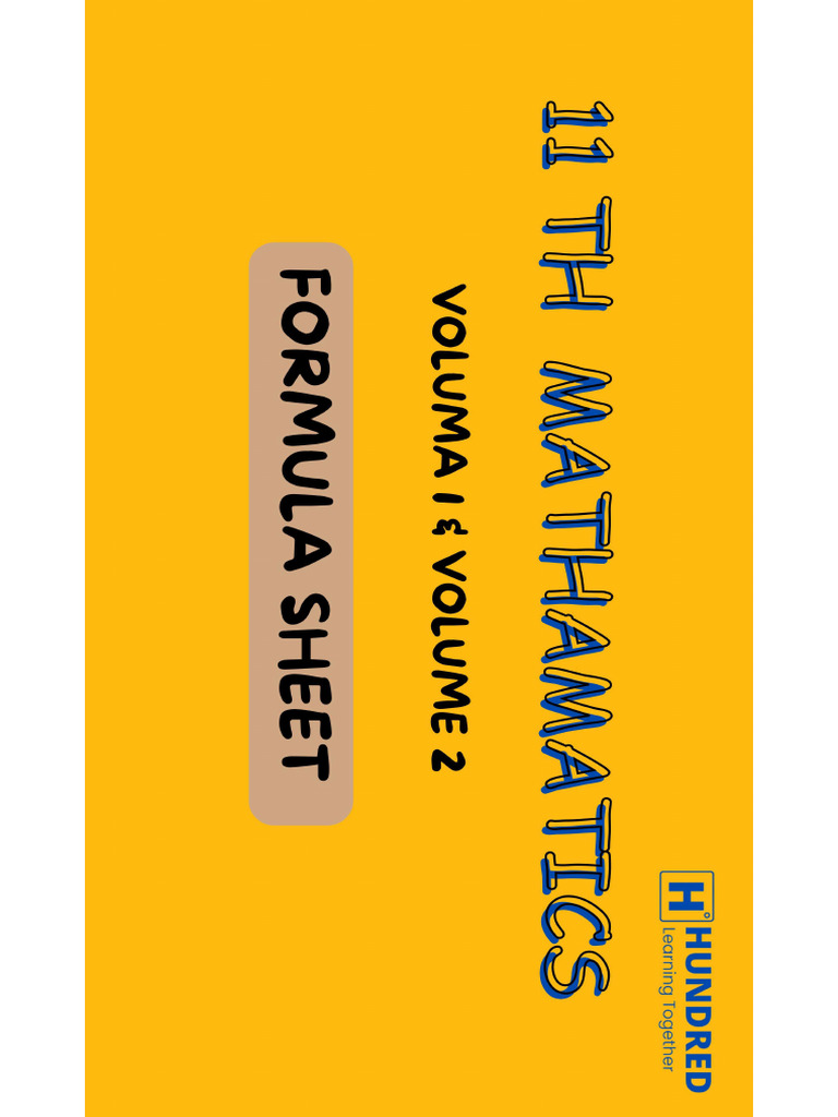 11th Maths Formula Sheet | PDF