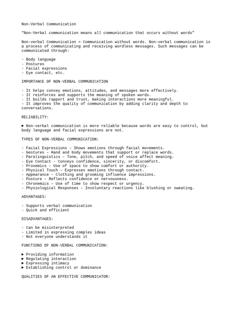 Non Verbal Communication Manuscript | PDF | Nonverbal Communication | Communication