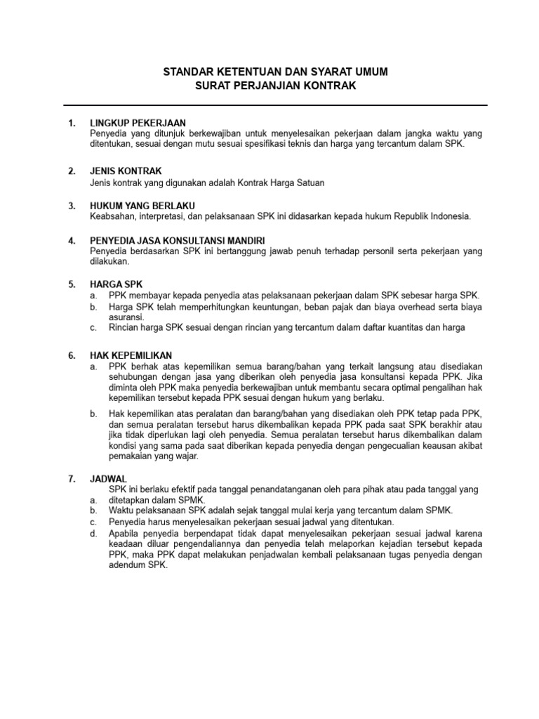 Standar Ketentuan Dan Syarat Umum | PDF