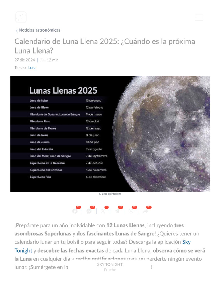 Calendario de Lunas Llenas 2025 | PDF | Luna | Ciencia planetaria