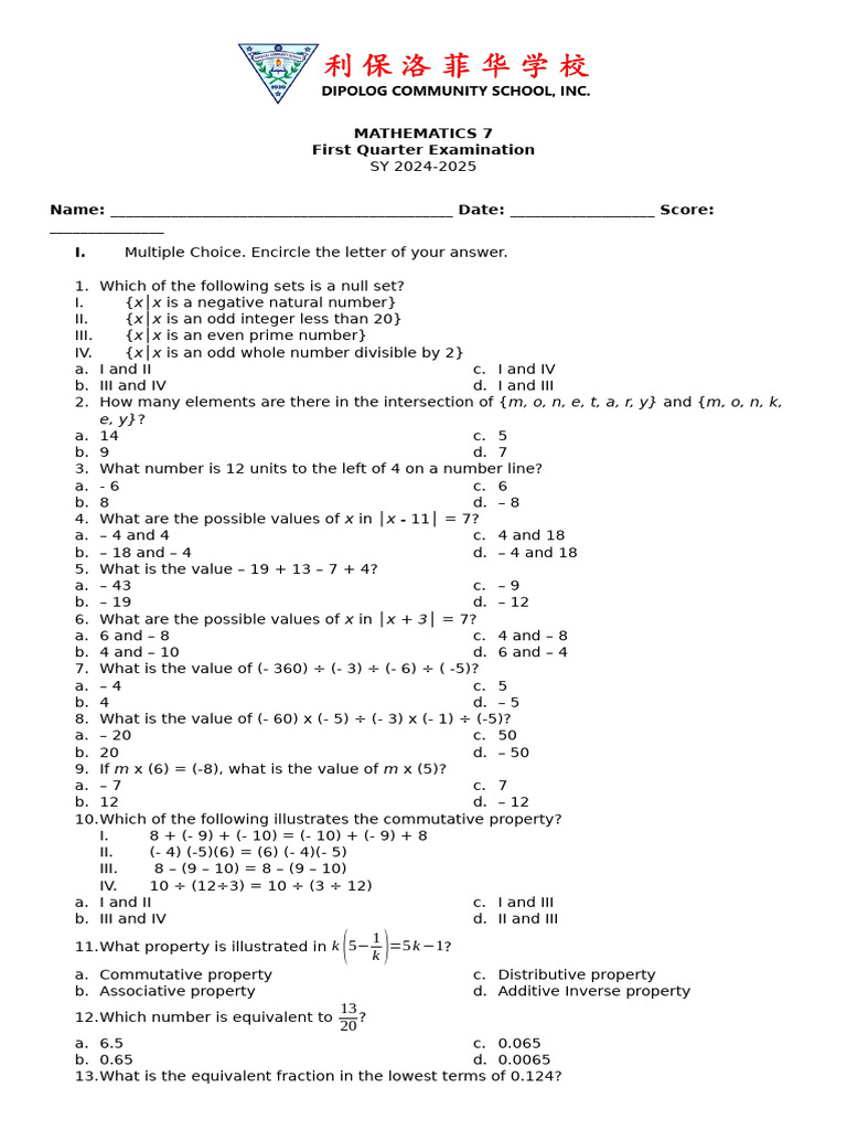 MATH 7 | PDF | Numbers | Abstract Algebra