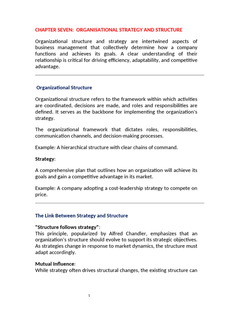 CHAPTER 7 STRATEGY AND STRUCTURE. | PDF | Strategic Management | Supply ...