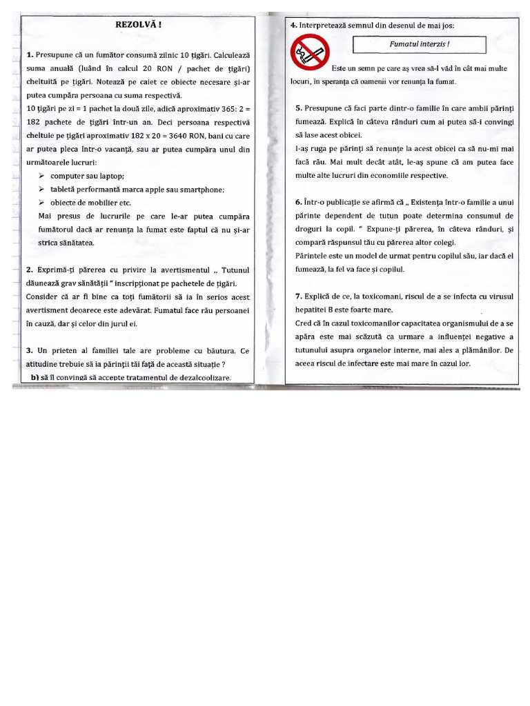 Prevenirea Și Combaterea Consumului de Droguri - Fișă de Lucru | PDF