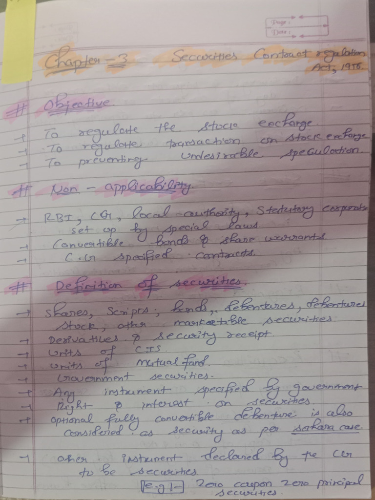 Security Contract Regulation Act, 1956 (Scra) | PDF